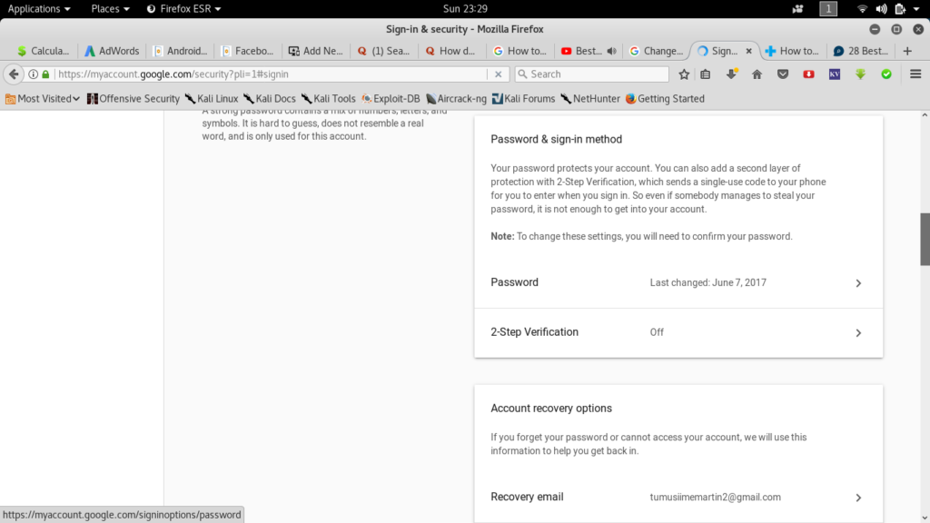 How to change / reset google password on Android device