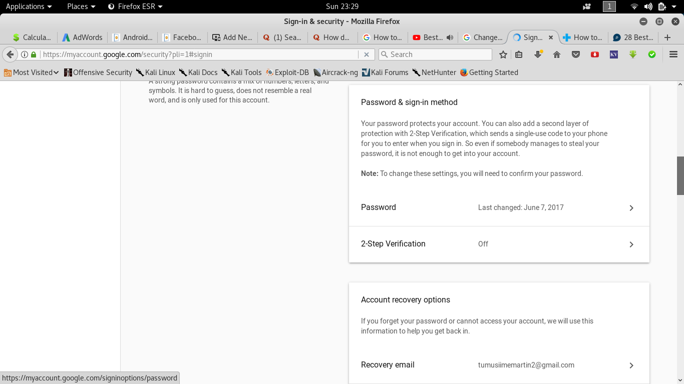 How to change / reset google password on Android device