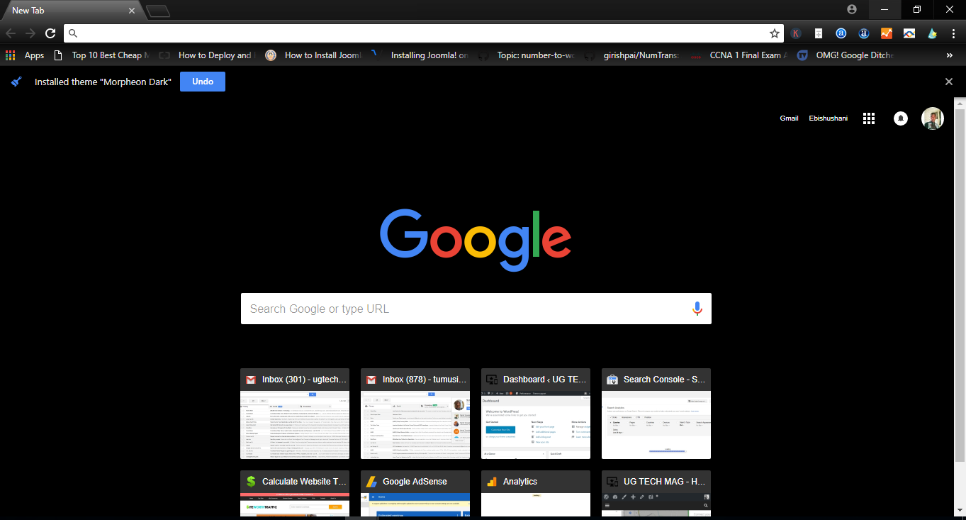 Google Chrome Theme Black