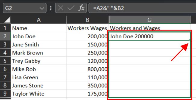 How to Merge Two Columns Data in Excel